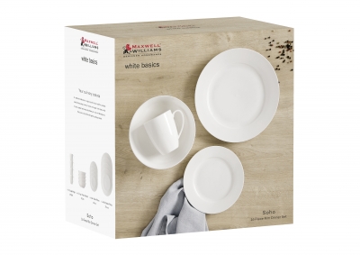 Maxwell & Williams White Basics Soho Rim Dinner Set 16pcee