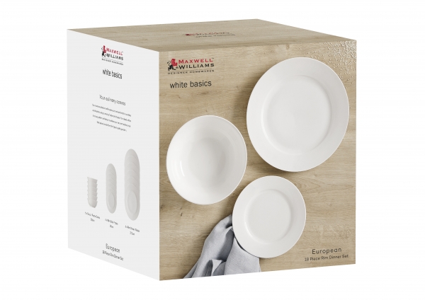 Maxwell & Williams White Basics European Rim Dinner Set 18pcee